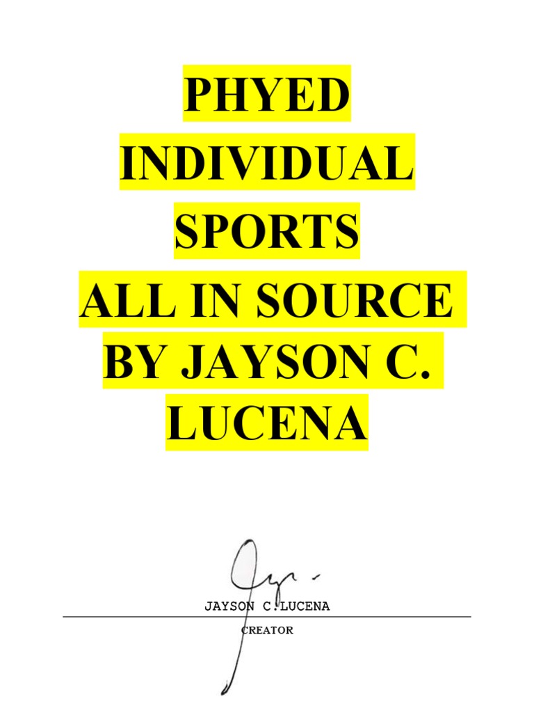 Phyed Individual Sports All in Source by Jayson C. Lucena | PDF | Table Tennis | Volleyball