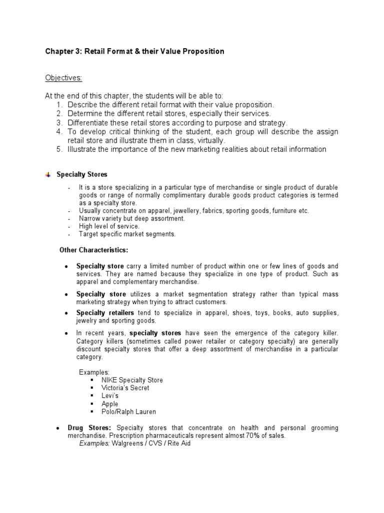 Chapter 3 - Retail Format & Their Value Proposition | PDF | Supermarket ...
