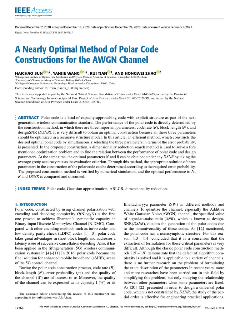 A Nearly Optimal Method of Polar Code Constructions For The AWGN Channel | PDF | Signal To Noise ...