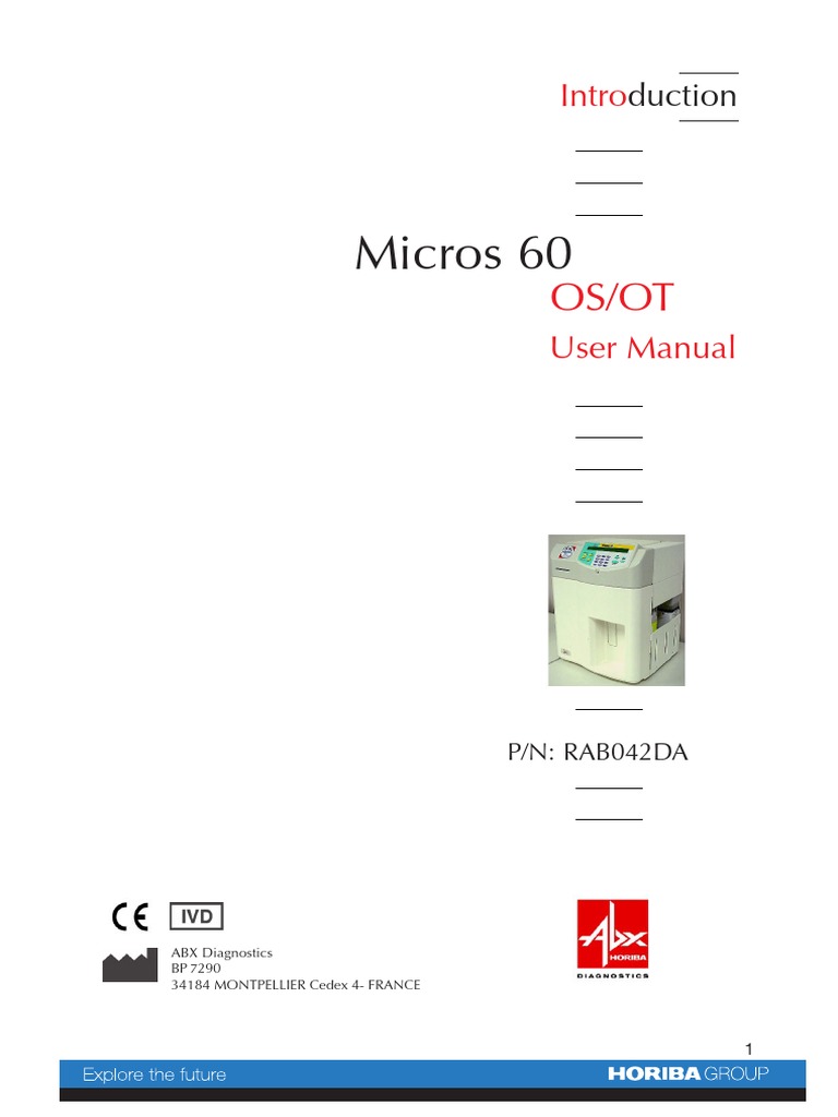 Horiba ABX Micros 60 OS-OT - User Manual | PDF | Blood Cell | Computing And Information Technology