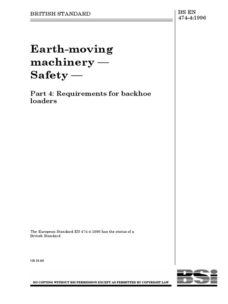 Bs en 474-4-1996 Earth Moving Machinery | PDF | Loader (Equipment ...