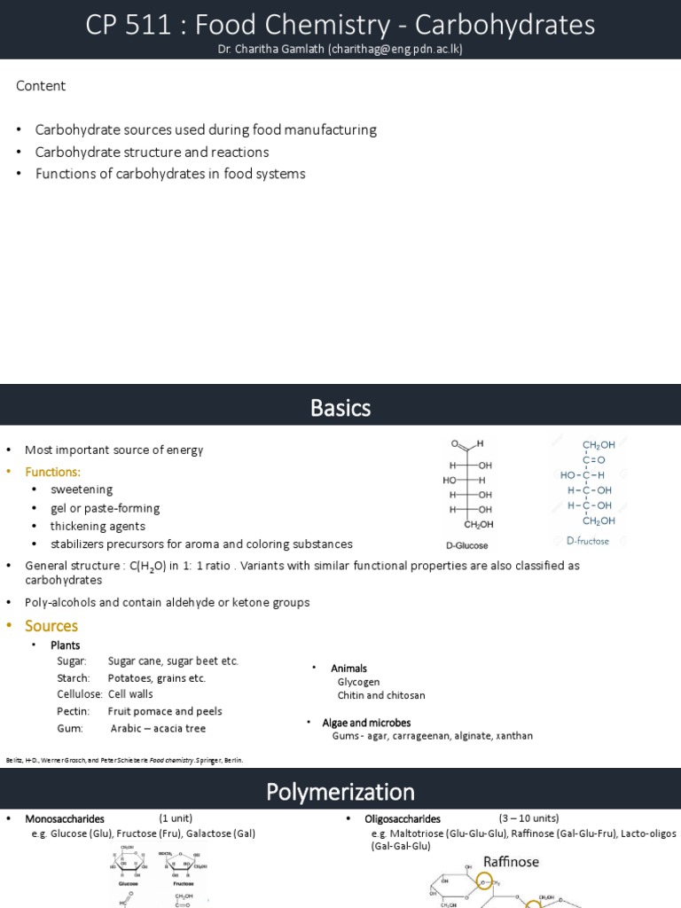 CP511 - Food Chemistry - Carbohydrates - Lecture Note | PDF ...