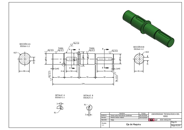 Plano Eje de Maquina | PDF