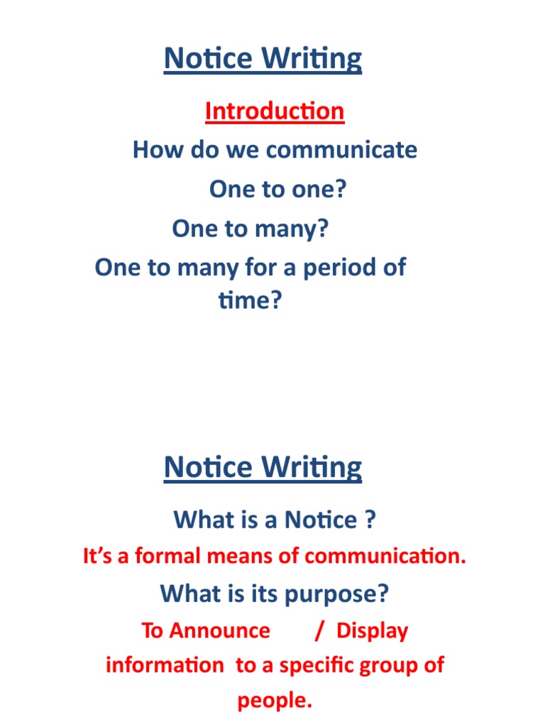 Updated Notice Writing - Grade 5 | PDF