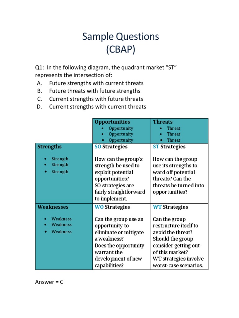 Sample Questions For CBAP Certifications 1611302275 | PDF | Use Case ...