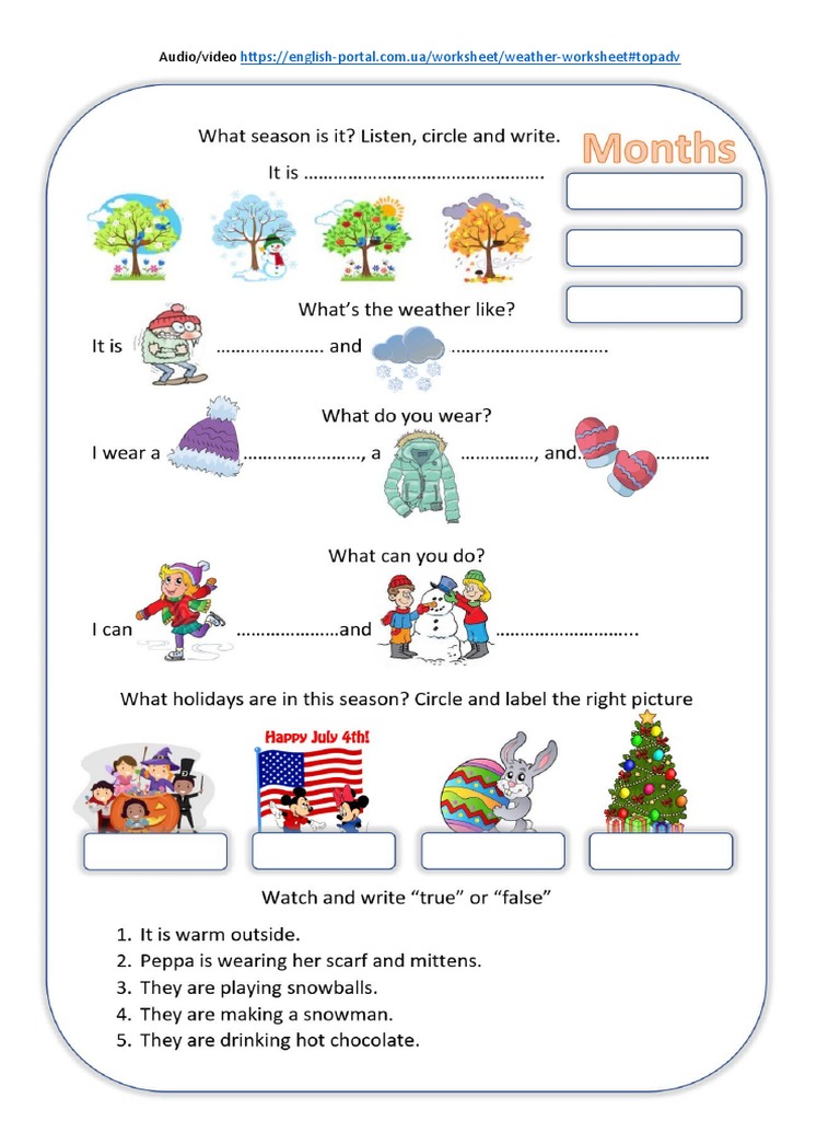 Seasons Months Weather Clothes and Activities Fun Activities Games ...