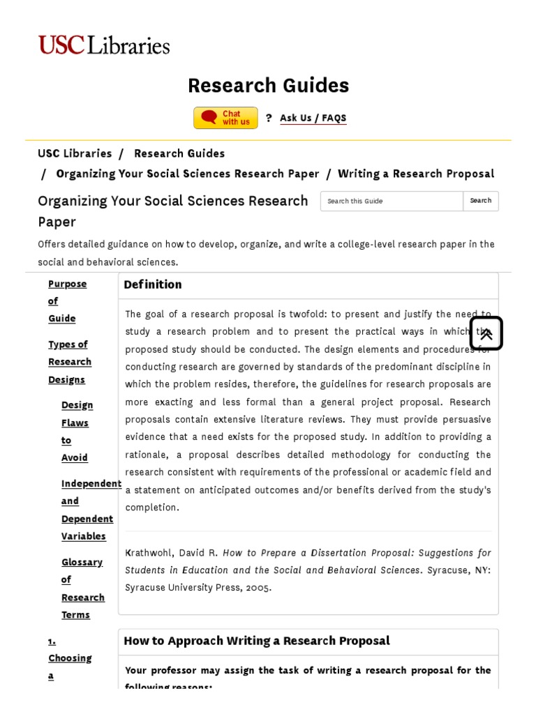 Writing A Research Proposal - Organizing Your Social Sciences Research ...