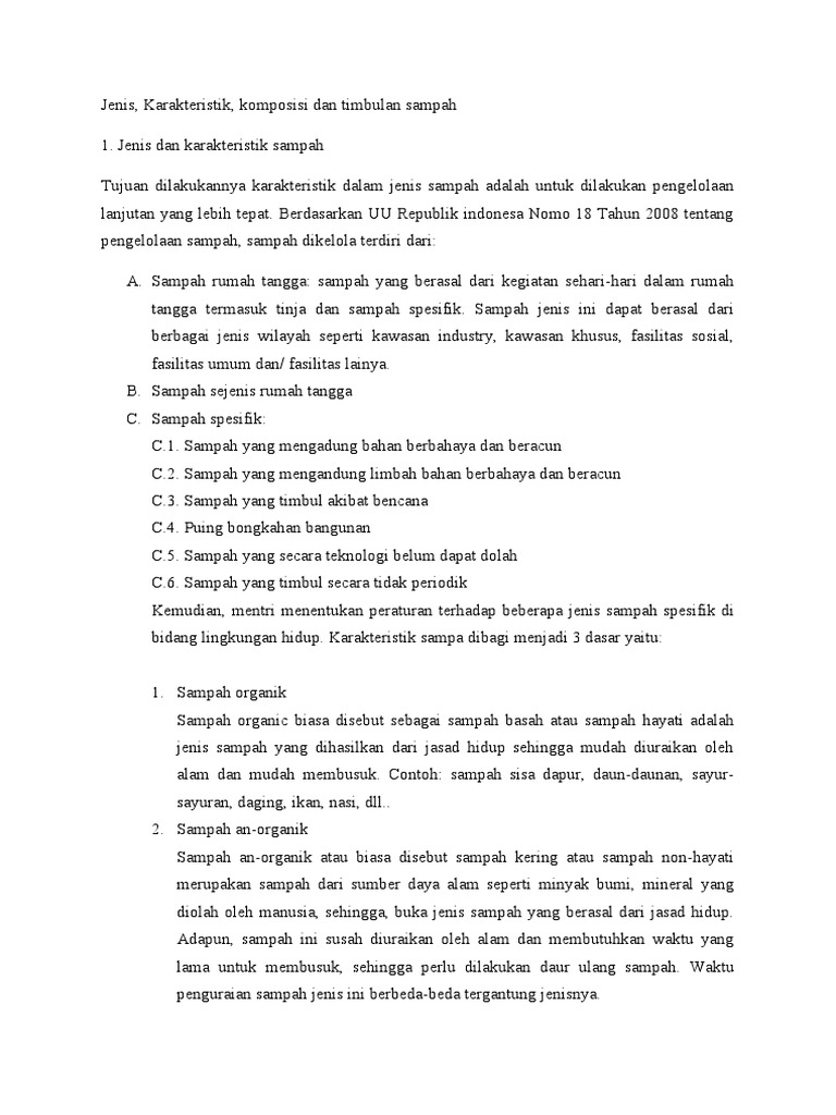 3a. Jenis Dan Karakteristik Sampah | PDF