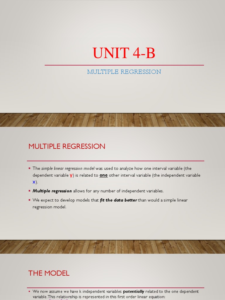 Unit 4-B: Multiple Regression | PDF | Regression Analysis | Errors And Residuals