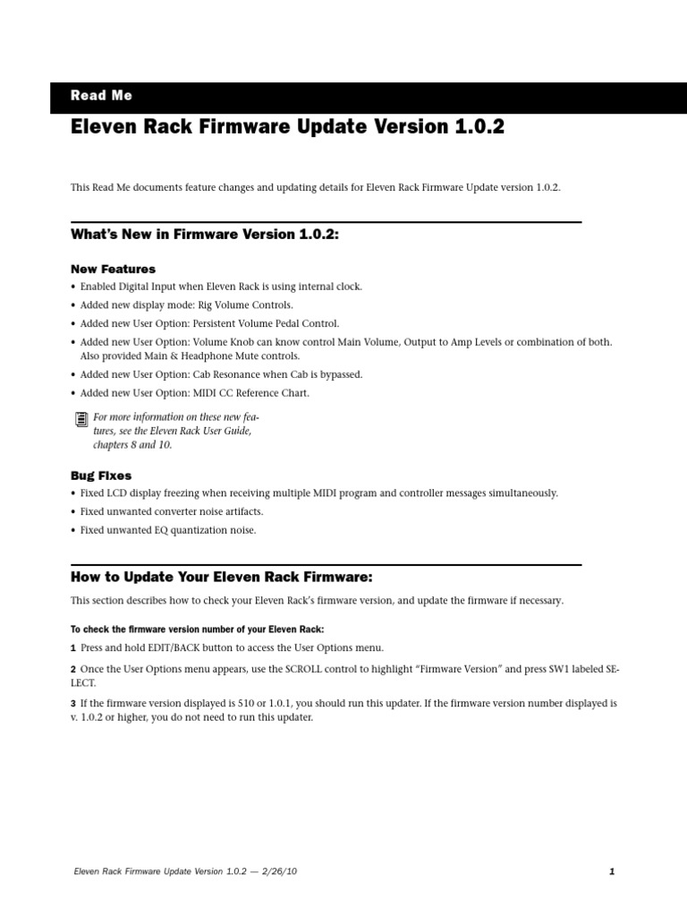 Eleven Rack FW Update v1.0.2 | PDF | Computer Science | Computing
