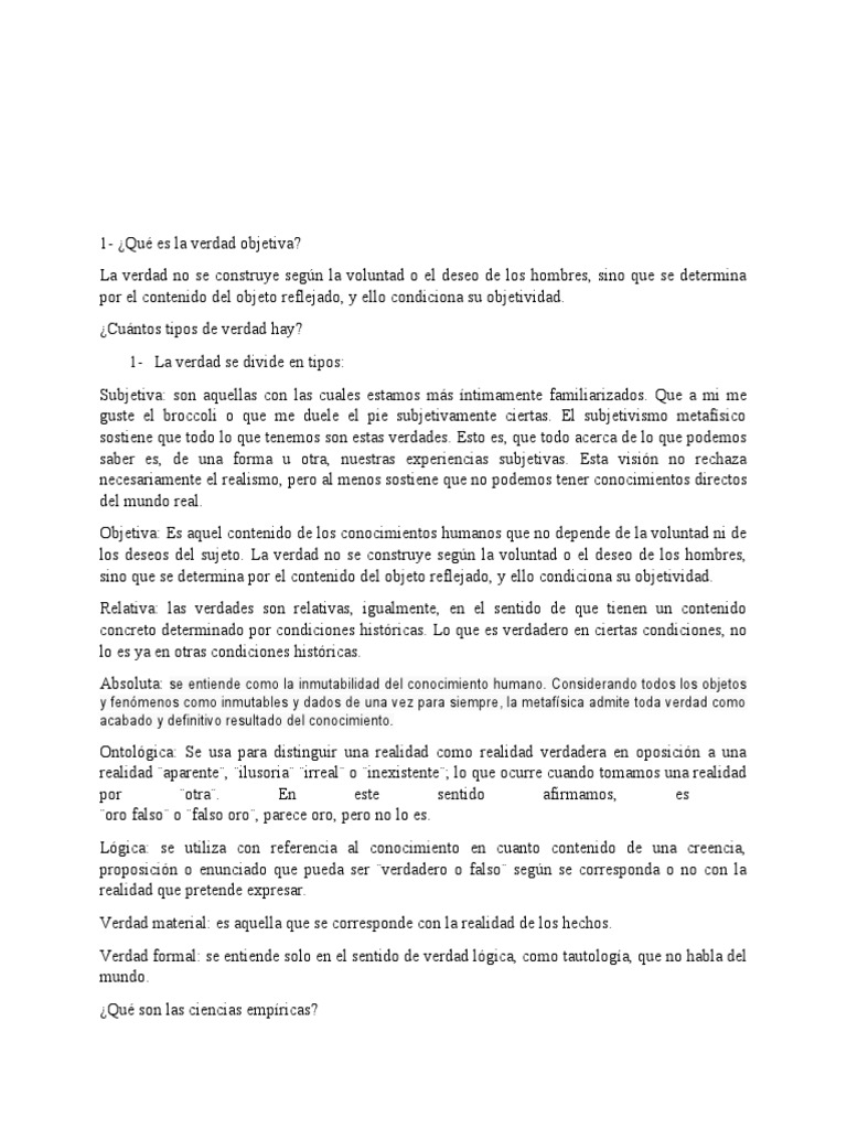 Qué Es La Verdad Objetiva | PDF | Verdad | Realidad