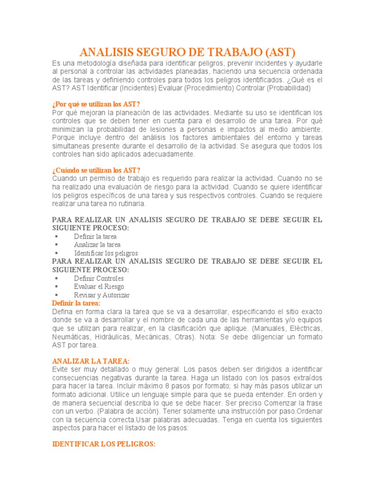 Ast Como Hacer y Que Es | PDF | Evaluación de riesgos | Riesgo