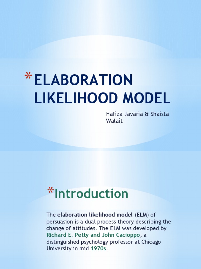Elaboration Likelihood Model | PDF