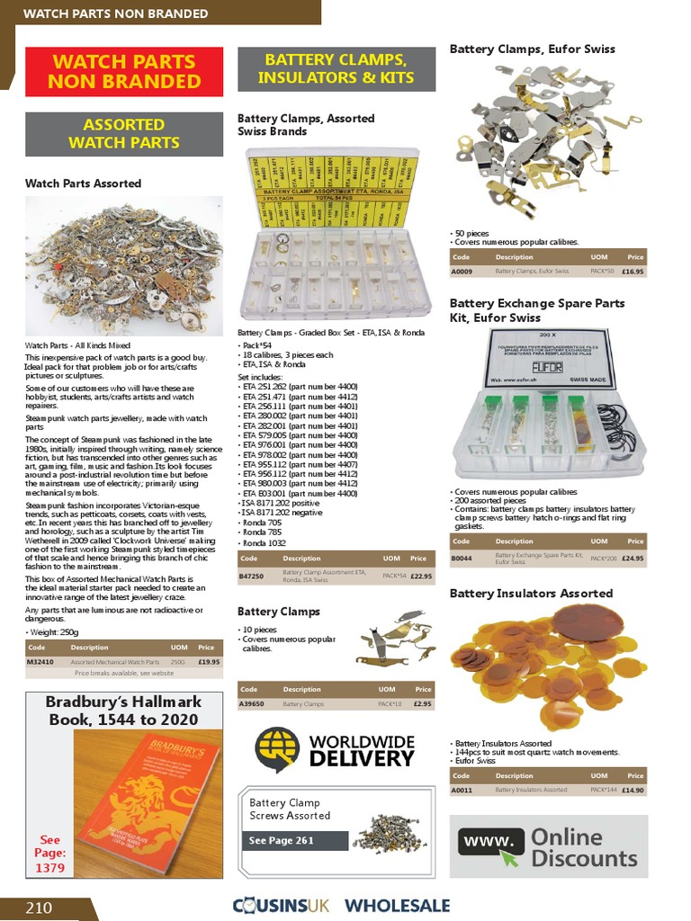 8664 - Cousins 2018 Watch Parts Non Branded Catalogue | PDF | Watch ...