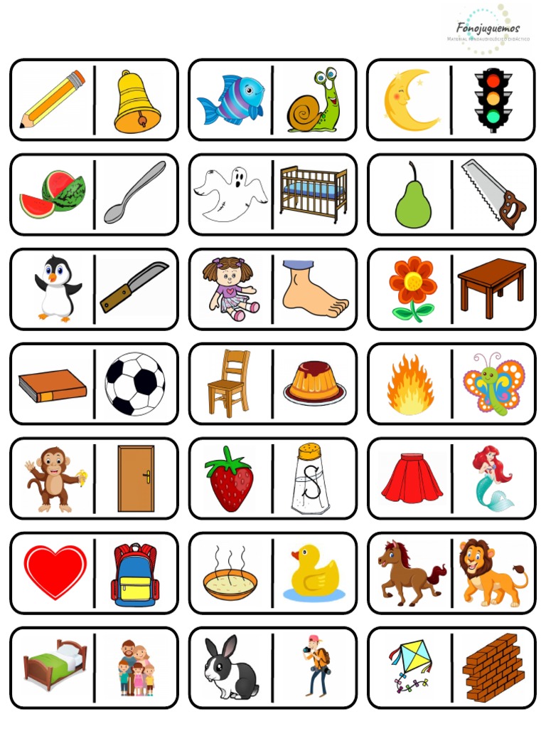 Dominó de Sílabas con Sonidos Iniciales | PDF | Hogar, jardinería y ...