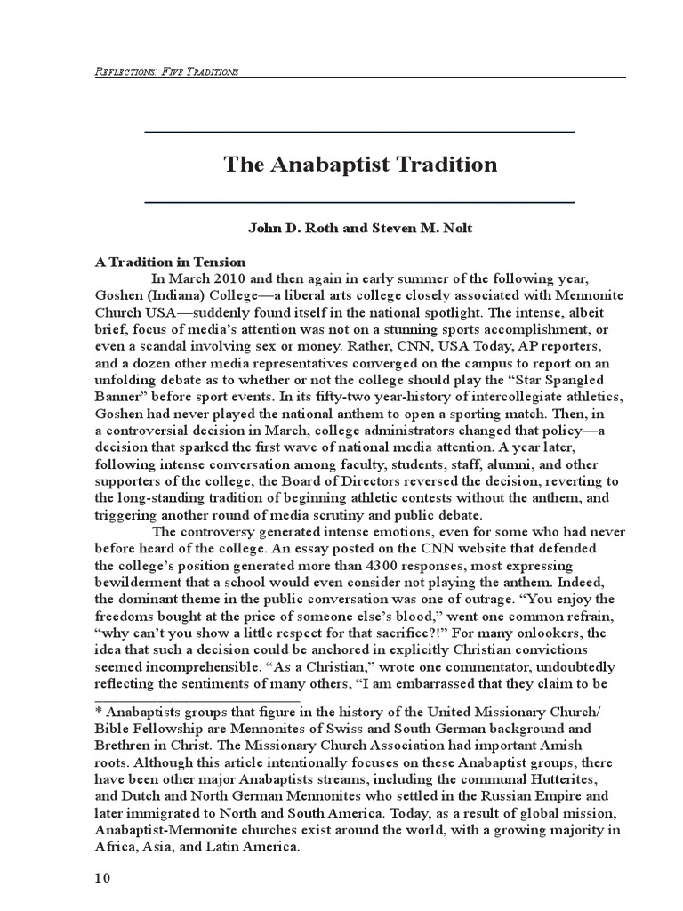 The Anabaptist Tradition | PDF | Anabaptism | Baptism