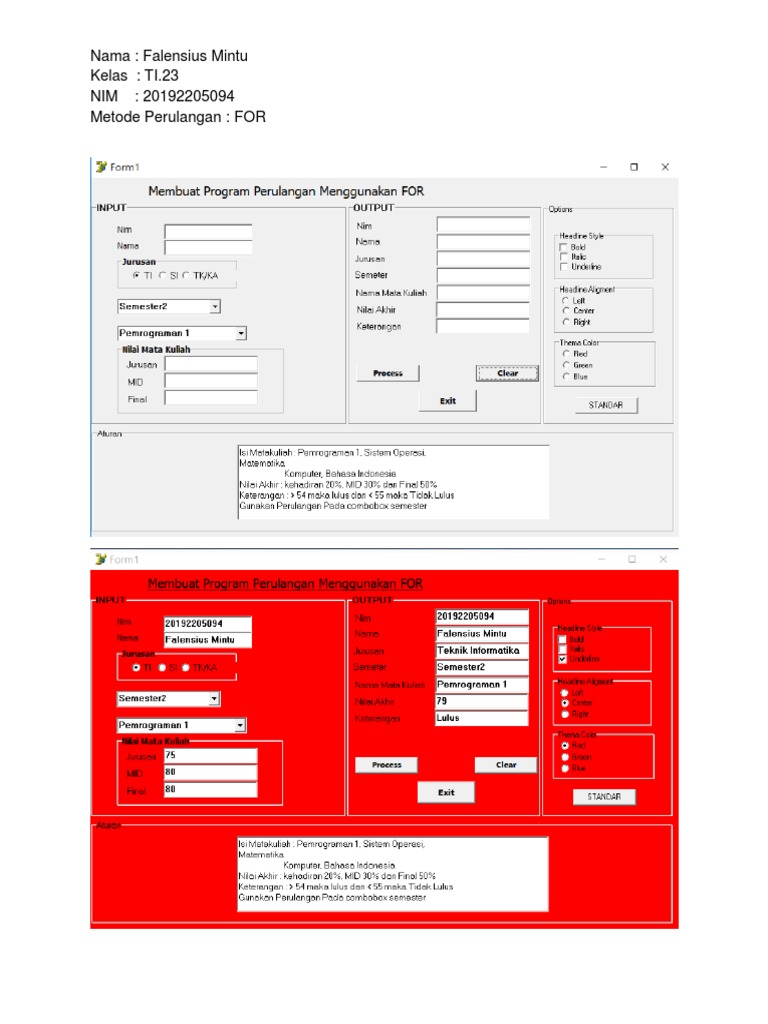 Perulangan FOR Menggunakan Delphi 7 | PDF | Computing | Computer Programming