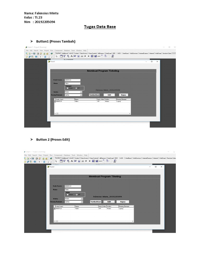 Membuat Program Ticketing Menggunakan Delphi 7 | PDF | System Software | Object Oriented Programming