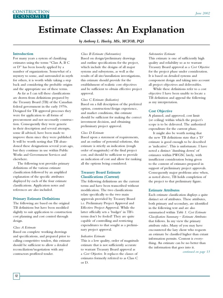 Estimate Classes | PDF