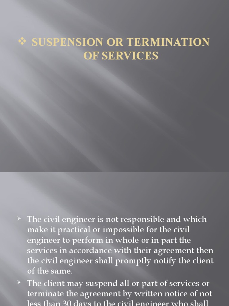 Suspension or Termination: of Services | PDF