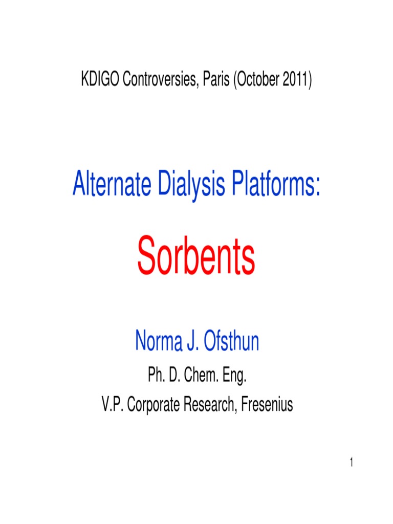 Alternate Dialysis Platforms:: Sorbents Sorbents | PDF | Dialysis ...