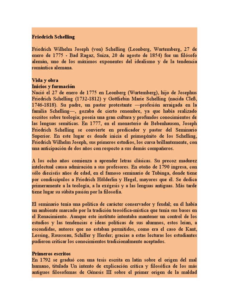 Friedrich Schelling (1775-1854) | PDF | Teorías filosóficas | Science