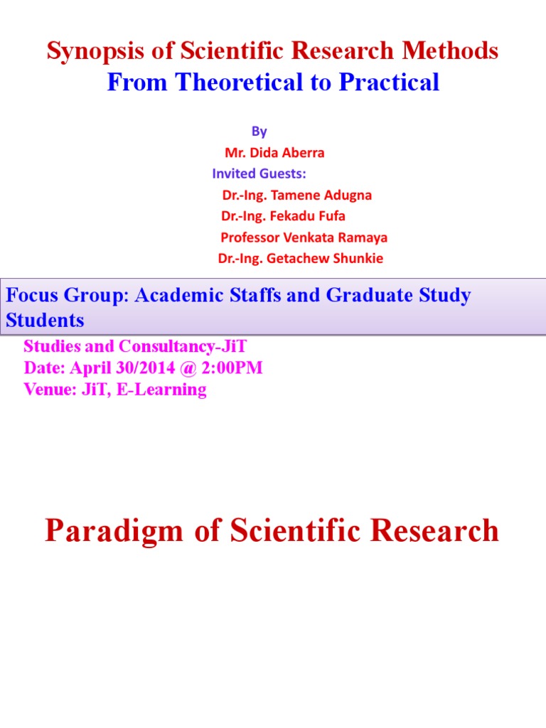 Synopsis of Scientific Research Methods | PDF | Data | Thesis