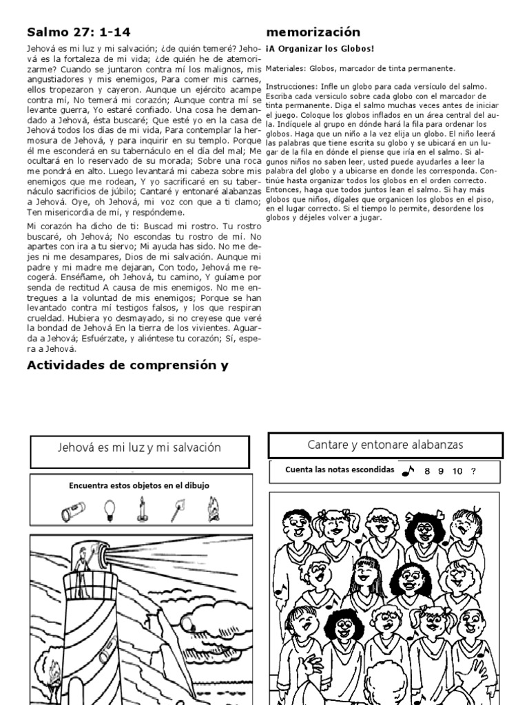 Actividades del Salmo 27 para Niños | PDF | Religión y creencia | Biblia