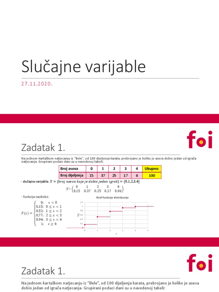 Vježba - Slučajne Varijable | PDF
