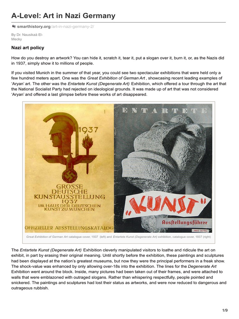 A-Level Art in Nazi Germany: Propaganda and Censorship | PDF | Nazi ...