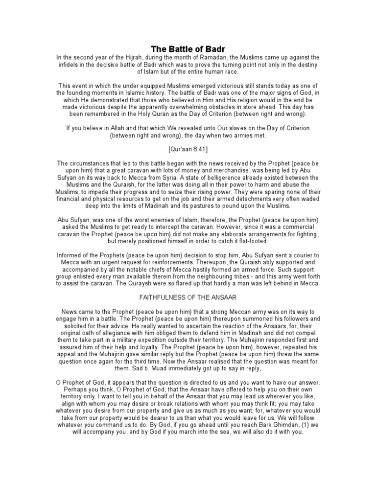 The Battle of Badr | PDF | Muhammad | Medina