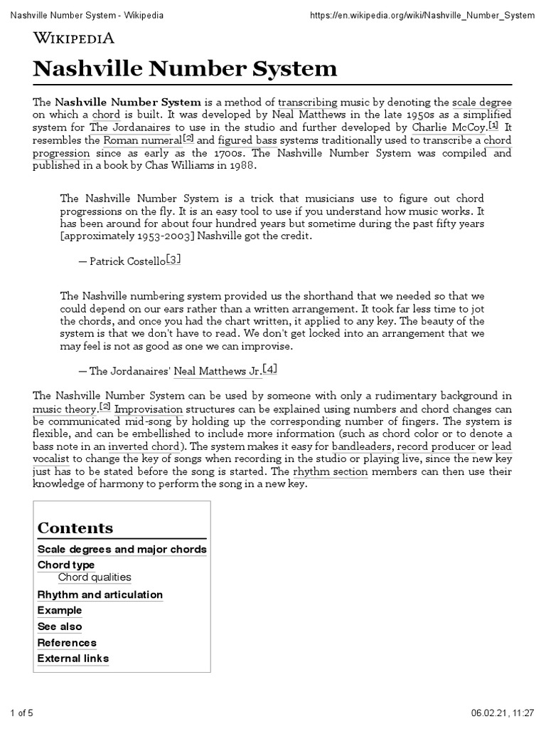 Nashville Number System 1 | PDF | Musical Compositions | Music Theory