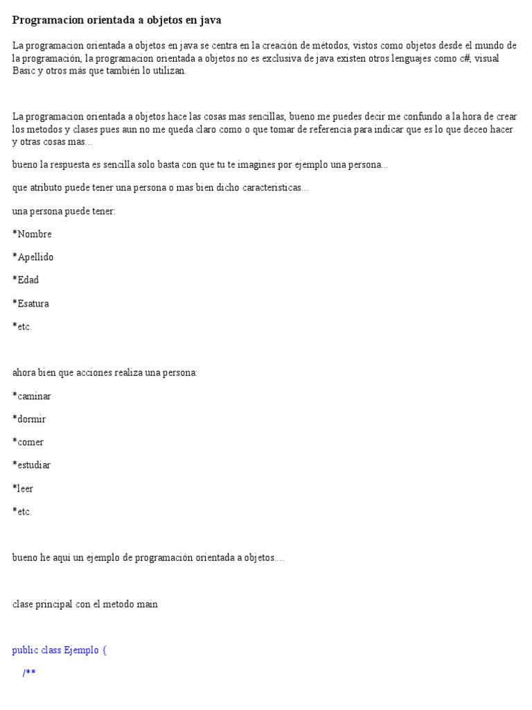 Ejemplo - de - Poo - en - Java | Descargar gratis PDF | C Sharp ...