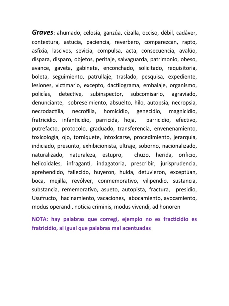 Agudas Graves, Esdrujulas | PDF