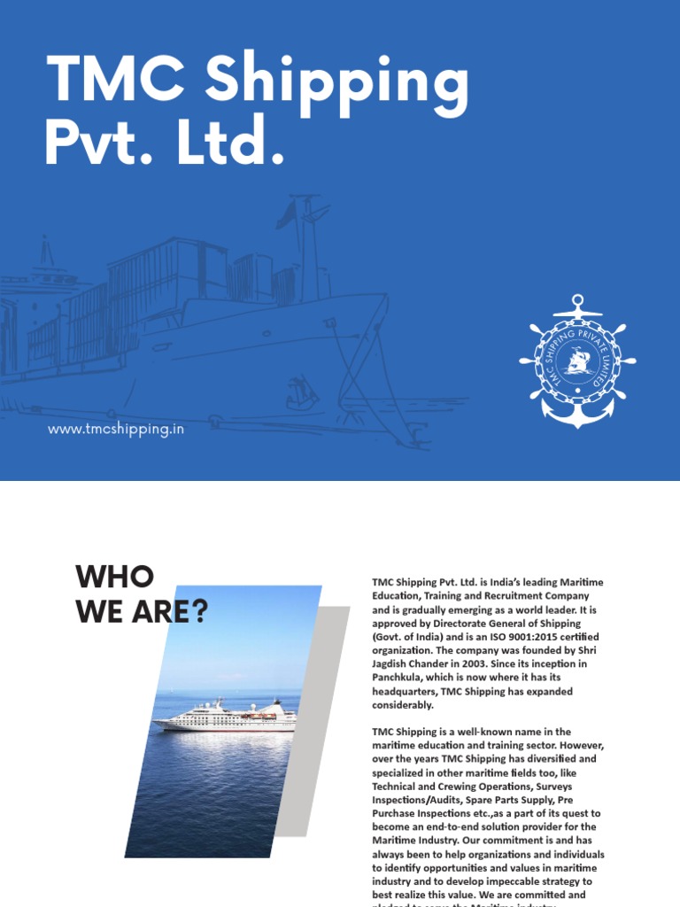 TMC Shipping - Company Profile-Compressed | PDF | Ships | Consultant