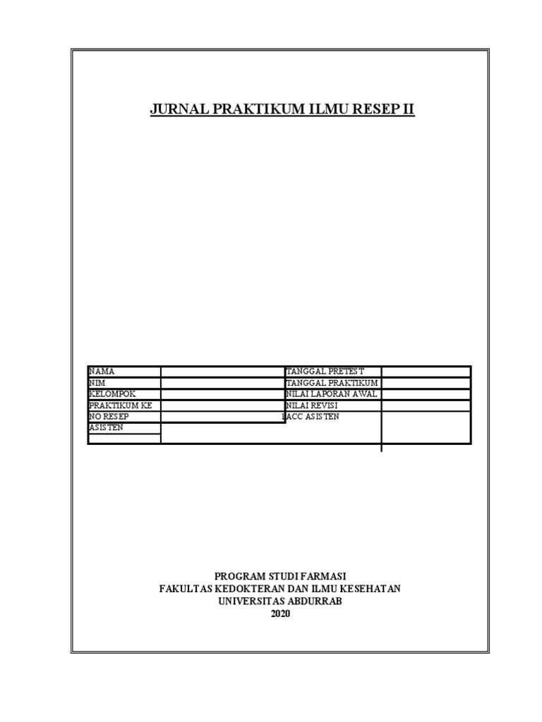 Format Jurnal Praktikum Ilmu Resep 2 | PDF