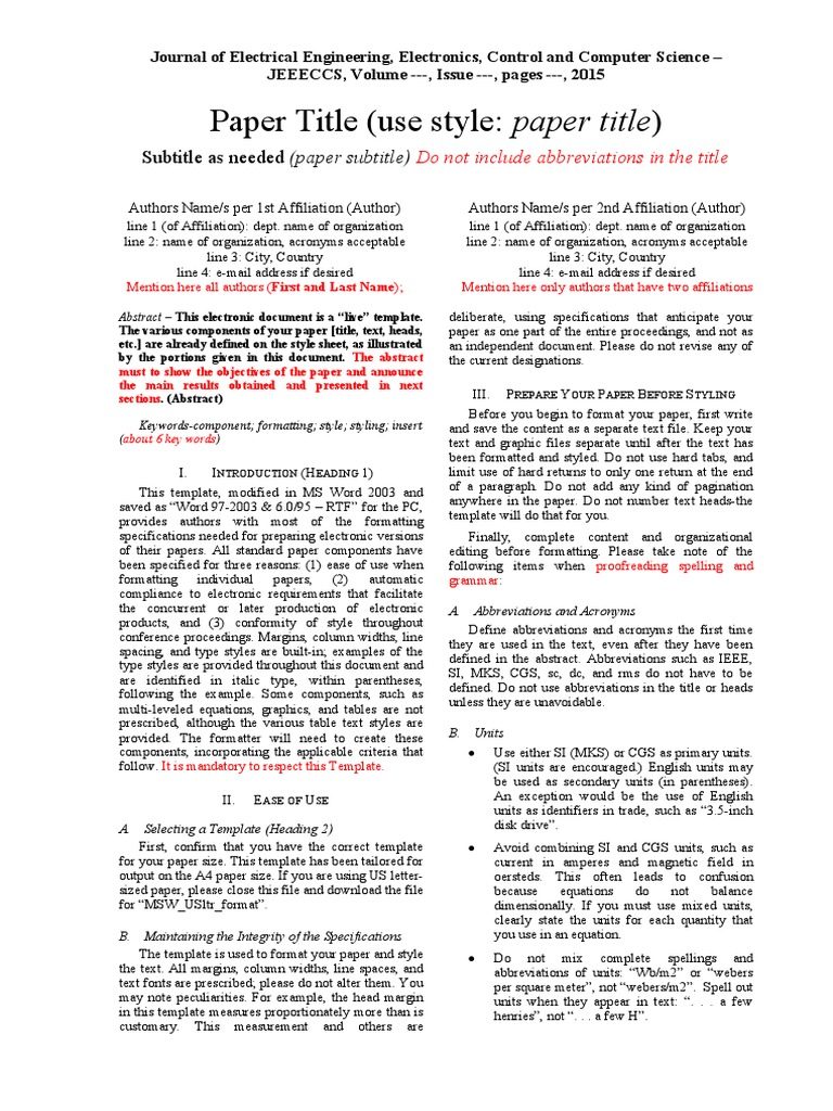 Paper Title (Use Style: Paper Title) : Subtitle As Needed (Paper ...