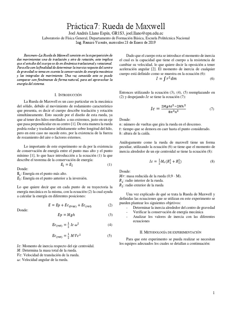 Rueda de Maxwell | PDF | Masa | Aceleración