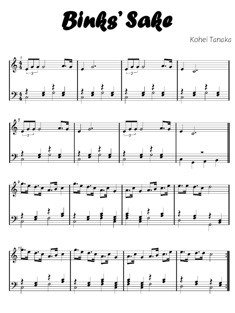Binks' Sake - Easy Piano | PDF