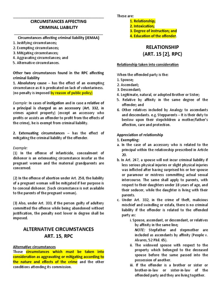 Session 4 (Alternative and Other Circumstances) | PDF | Mitigating ...