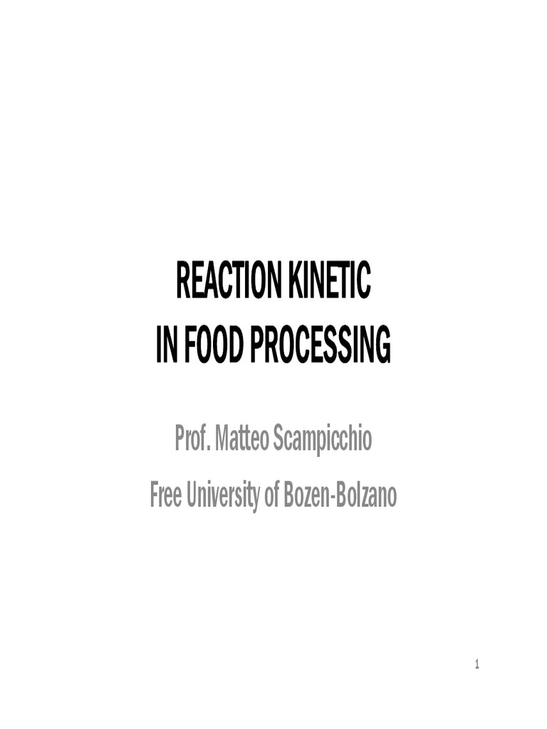 Reaction Kinetics in Food Processing | PDF | Reaction Rate | Unit Processes