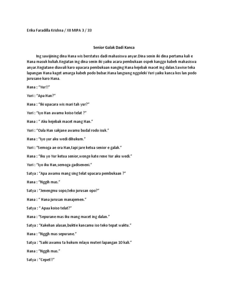 ERIKA FARADILLA (Mengubah Cerkak Ke Teks Drama Bjawa) | PDF | Seni