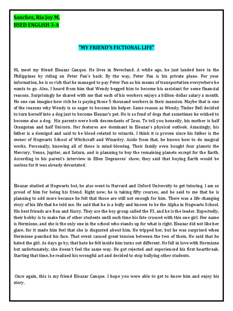 My Friend Eleazar's Fictional Life | PDF | Peter Pan