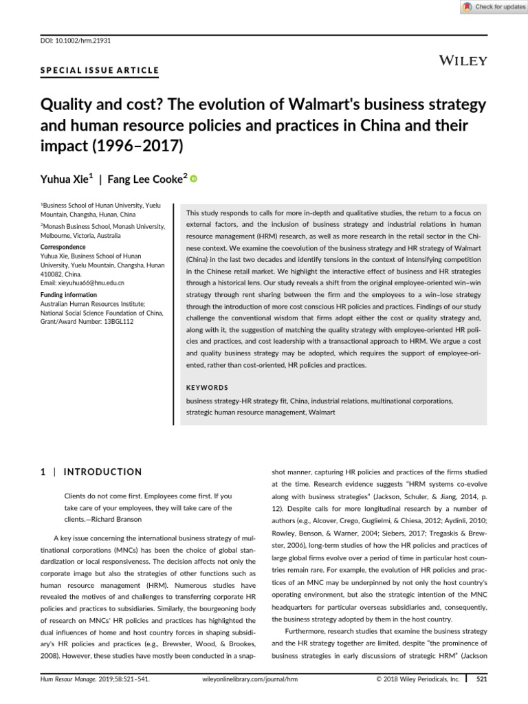 Quality and Cost The Evolution of Walmart's Business Strategy | PDF ...
