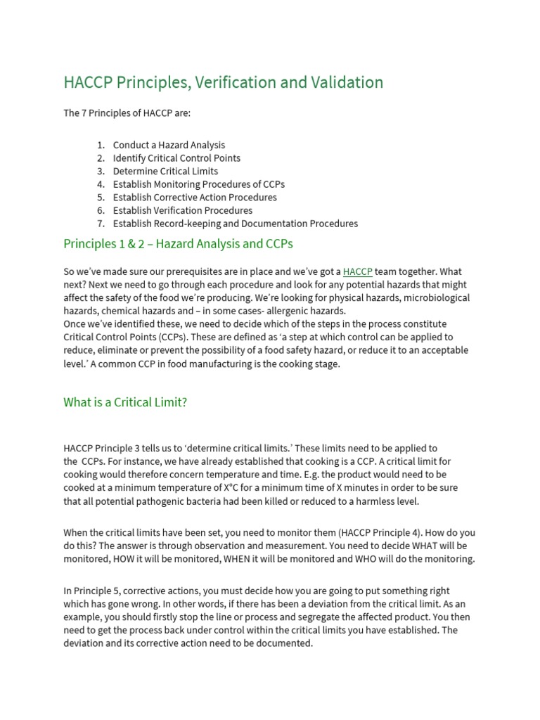 HACCP Principles, Verification and Validation | Download Free PDF | Hazard Analysis And Critical ...