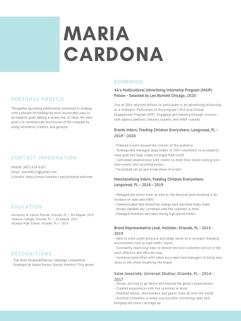 Maria Cardona 1 | PDF | Strategist | Sales