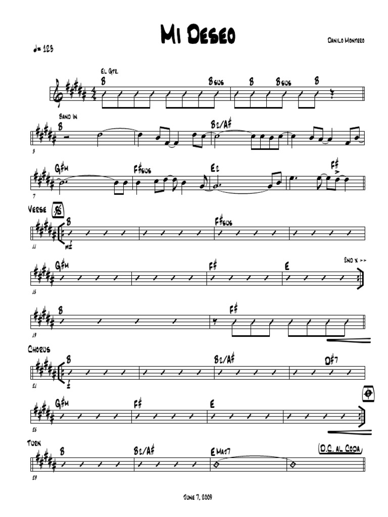 Bendito Jesus - Danilo Montero - Chart | PDF
