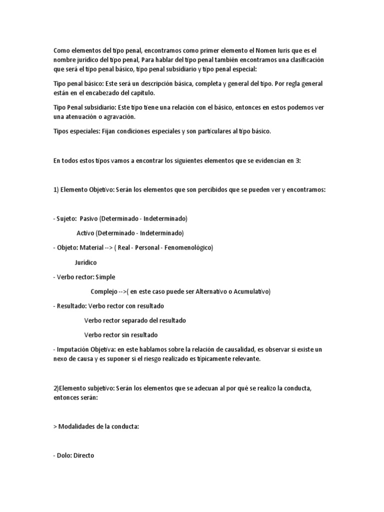 Como Elementos Del Tipo Penal | PDF