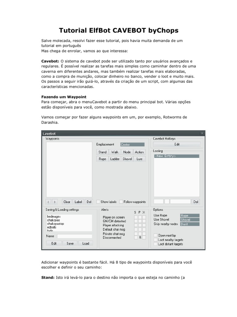 Tutorial ElfBot CAVEBOT by Chops | PDF | Linguagem de script | Caverna