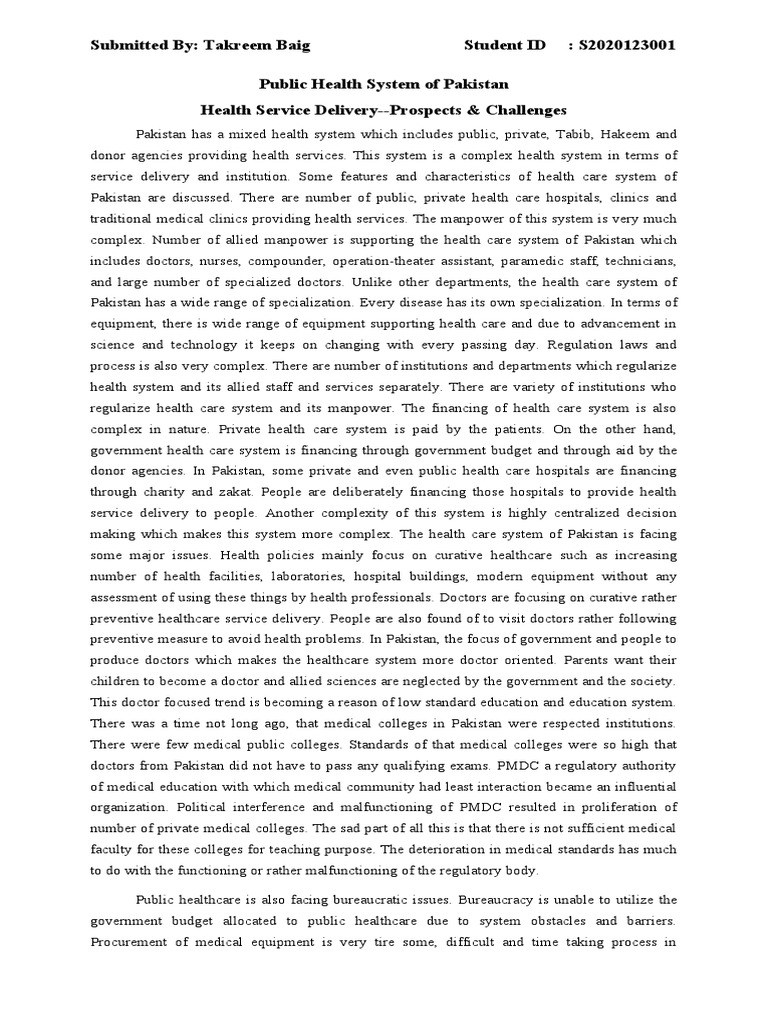 Challenges in Pakistan's Health System | PDF | Health System | Health Care